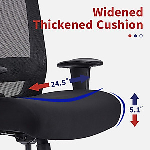CLATINA Ergonomic Mesh Chair with 400lbs High Capacity and Lumbar Support Adjusting Armrest Big and Tall Office Chair for Home Office, Black (1 Pack)