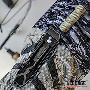 Tactical Knife Hunting Knife Survival Knife 13.75" Fixed Blade Knife With Combat Blade Camping Accessories Camping Gear Survival Kit Survival Gear Tactical Gear 79408 (Olive Green)