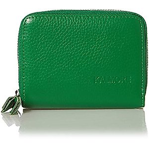 KALMOR Wallets for Women Leather Double Zipper RFID Blocking Purse with Coin Pocket, Green, 4. 25” x 3. 0” x 1.5”