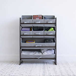 Humble Crew, Dark Pine/Grey Fabric Organizer Storage Unit, 8 Bins