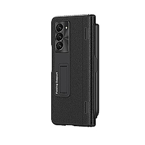 CCSmall for Samsung Galaxy Z Fold 5 5G Case with Screen Protector, S Pen Slot & Stylus Hinge Design Fine Leather Protective Phone Case with Kickstand Casefor Galaxy Z Fold5, Black