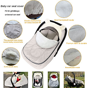Car Seat Cover Baby Carseat Covers,Car Seat Covers for Babies Winter,Universal Infant Car Seat Canopy Shield for Cold Weather, Warm and Cozy Protect Boy&Girl from Cold Wind-for All Seasons
