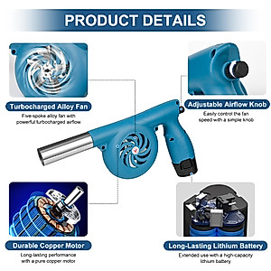 ELSOON Electric Bellows Portable Fireplace Tools 12V 5000 RPM Fan Bellows Fire Wood Stove Blower Outdoor BBQ Camping Fire Fan