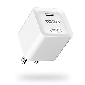 TOZO C1 USB C 20W PD Power Adapter Fast Wall Charger Type C Compatible for iPhone 14/14 Plus/14 Pro/14 Pro Max,iPhone 13/12/Pro/Pro Max/11,iPad Pro,Samsung Galaxy White(Cable not Included)