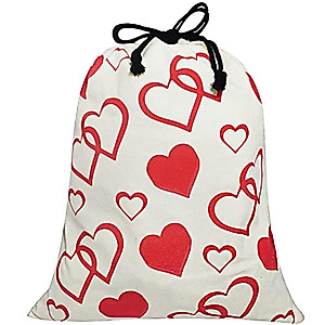 Tieumioe 4 Pieces Large Canvas Hearts Gift Bags with Drawstring 15.7x19.6IN, Cloth Reusable Storage Present Bag for Christmas Halloween Valentine Bridal Shower Birthday Wedding Mothers Day Anniversary