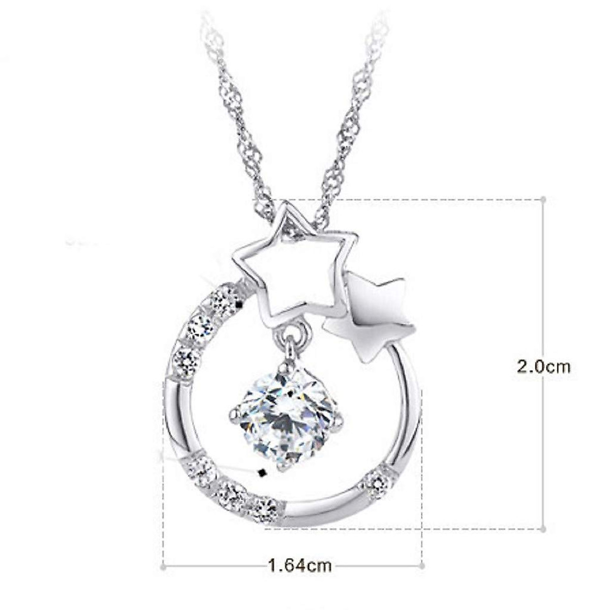 Necklaces Jewelry, Fashion Elegant Retro Silver Plated Round Cubic Zirconia Pendant Hollo Necklace Chain Necklace Gift (Silver)