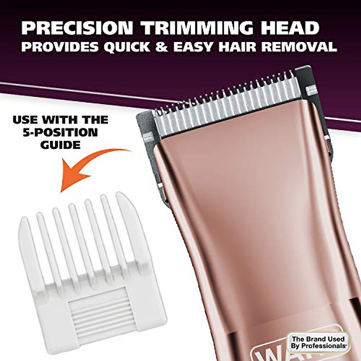 Wahl Pure Confidence Rechargeable Electric Razor, Trimmer, Shaver, & Groomer for Women with 3 Interchangeable Heads - Model 9865-2901V