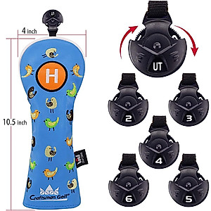 Craftsman Golf Birdie Birds Driver Fairway Wood Hybrid Headcovers for Ping Adams Etc.(3pcs (1,F,H))