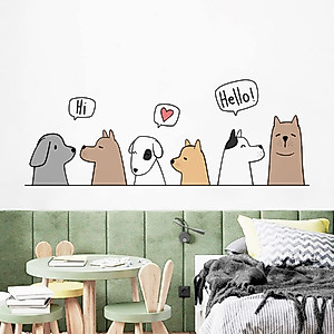 Buer Homie Decals Wall Stickers, Dog Cartoon Animal Decor, Dogs 'Say Hi'