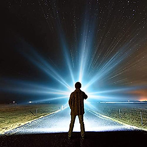 Rechargeable Spotlight Flashlight, 10000 Lumen LED Handheld Spotlight 10000mAh Long Lasting Spot Light Torchlight Searchlight Flood Fishing Hiking Camping Hunting Flashlight USB Output with Tripod