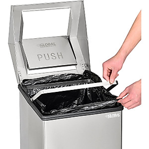 Global Industrial 24 Gallon Stainless Steel Swing Top Receptacle