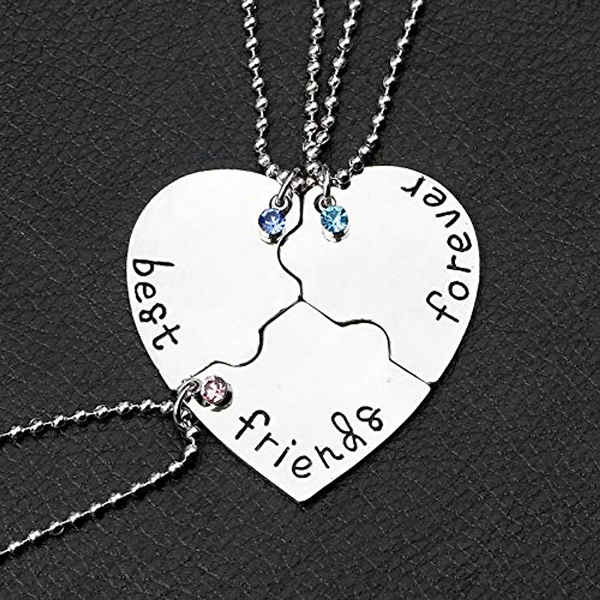 YALLNASL Friendship Necklace for 3 Best Friends Matching Necklaces for BFF Puzzle Piece Necklace for Best Friend Forever and Ever Necklace for BFFs Bestie Birthday Christmas Gifts
