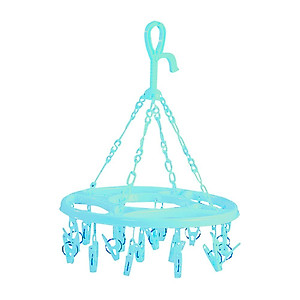 Drasawee Round Plastic 18 Clips Underwear Scarf Laundry Clothes Drying Hanger Green