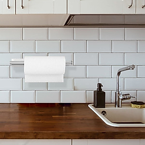 Paper Towel Holder - Eolax Under Cabinet Paper Towel Bar for Kitchen, Wall Mount Self Adhesive or Drilling Paper Towel Rack, 304 Stainless Steel (Brushed Nickel)