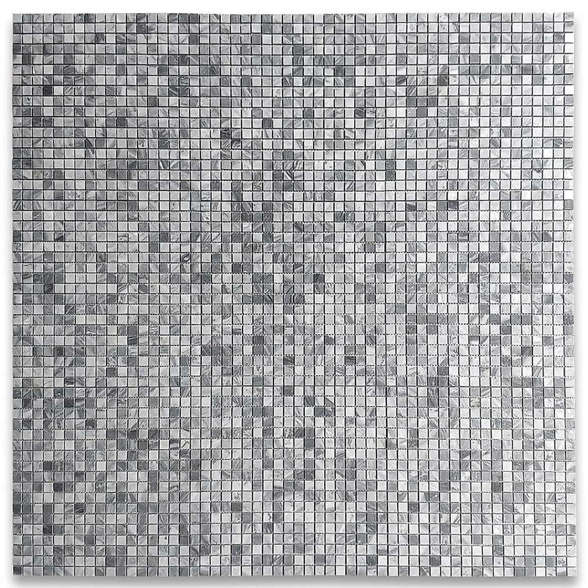 Stone Center Online Bardiglio Gray Marble 5/8x5/8 Square Mosaic Tile Polished Kitchen Bath Wall Floor Backsplash Shower (1 Sheet)