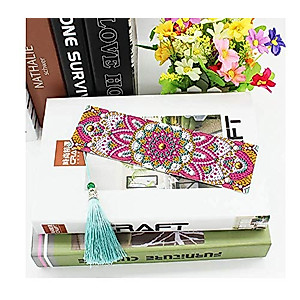 Purple Flower Bookmark Diamond Painting Kit - pigpigboss 2 Pack DIY 5D Diamond Painting Bookmark Crystal Rhinestones Bookmark with Diamond Dot Art Mandala Bookmark Diamond Painting Set (21 x 6 cm)