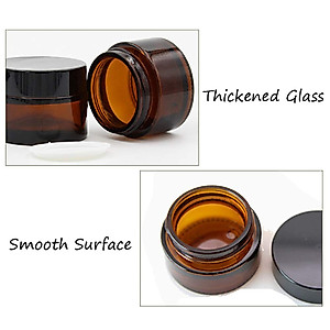 5Pcs 10ml 0.35oz Travel Size Empty Refillable Amber Glass Cosmetic Containers Round Sample Jars Pot Vial Bottle with Inner Liners and Black Lids for Face Creams Lotions and More