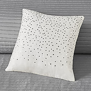 Madison Park King Quilt Set Lustrous Jacquard & Glitter Accent Coverlet Set for King Size Bed - All Season, Lightweight King Quilt Set, Shams, Decorative Pillow, King/Cal King Chevron Grey/Navy