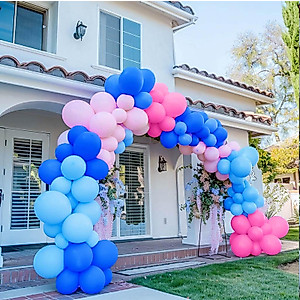 Blue and Pink Balloon Garland Arch Kit 135Pcs with five-pointe Star balloons for summer aloha Baby shower Gender reveal Hawaii cartoon birthday decorations