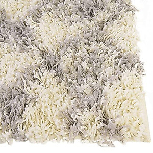 Unique Loom Moroccan Trellis Shag Collection Area Rug - Meknes (6' Square, Ivory/Gray)