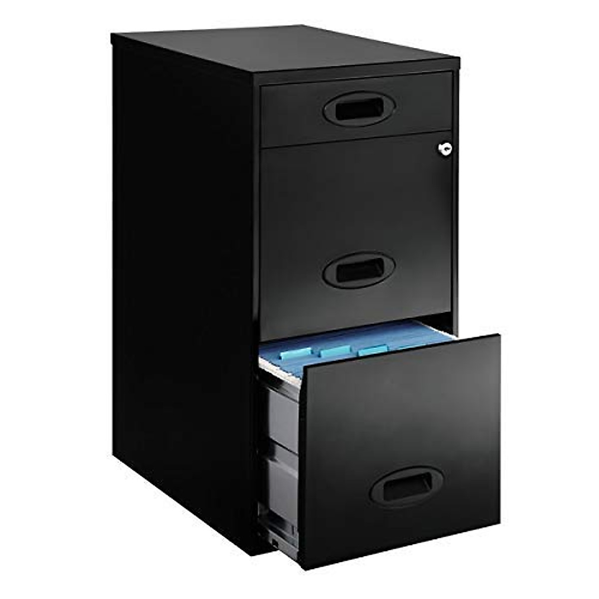 Realspace SOHO 3-Drawer Black File Cabinet - Secure Storage