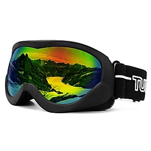 TurnWay OTG Ski/Snowboard Goggles - 100% UV Protection, Anti-Scratch & Anti-Fog, Snow Goggles for Youth & Kids