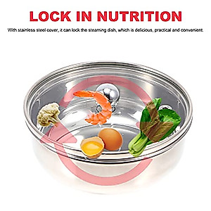 Cabilock Stainless Steel Bowl with Glass Cover Lid Insulated Large Capacity Steamed Rice Bowl Soup Bowl Mixing Bowl for Salad Noodles Pasta Milk Can
