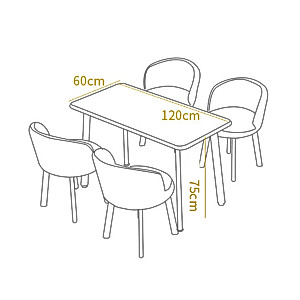EpuzeR Dining Office Conference Table Set, Reception Meeting Table Coffee Table and 4 Chair, Metal Frame, Wooden Marble top, 60 * 120cm (Color : Black)