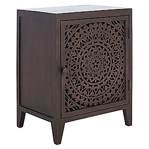 Safavieh Home Thea Brown 1-door Carved Mandala Nightstand