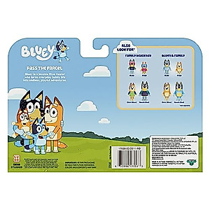 Bluey Figure 4-Pack, Pass The Parcel 2.5-3 inch, Bingo, Lucky's Dad and Lila Character Figures with Accessories