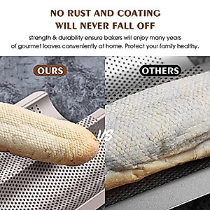 Fulimax Baguette Pan French Bread Pans For Baking Pans, Nonstick 2 Slots Perforated Italian Loaf Pan Mold Long French Bread Pan Golden
