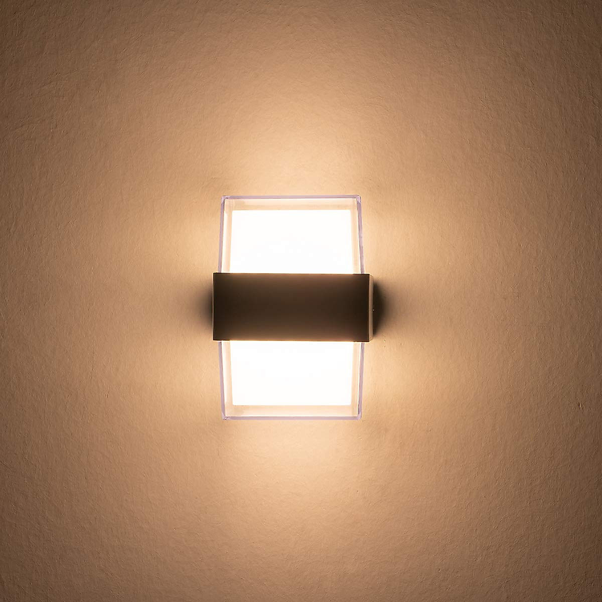 LED Outdoor Wall Lamp, Modern Up and Down Wall Sconce Light Fixtures Mini, GORGAN 14W 3000k Waterproof Acrylic Wall Light Suitable for Garages, Courtyards, Aisle, Gardens, Foyer, Warm White(Rectangle)