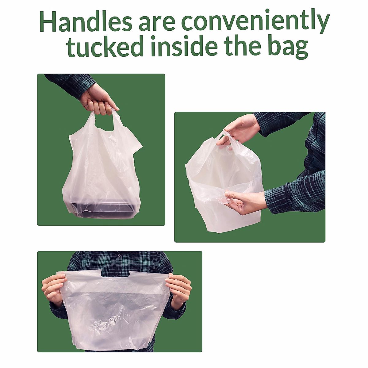 Reli. To Go Bags/Take Out Bags (250 Count) (Small 16" L x 8" W + 10.75" H) Reusable Plastic Bags with Handles | Die Cut Handle - Plastic | Use for Shopping, Business, Carry Out, Restaurant