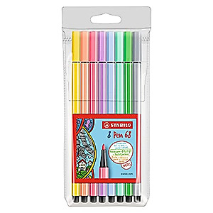 STABILO Premium Felt Tip Pen Pen 68 - Wallet of 8 - Pastel Shades