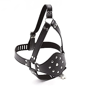 JCAKES Leather Head Harness Masks Sport Head Belts Cosplay Face Masks Rivet Mouth Masks
