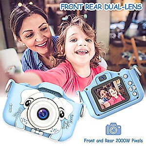 URMAGIC Kids Camera for Girls and Boys,2 Inch HD Screen 2000w Dual-Camera, Children Camera Digital Video,32GB SD Card Include, Kid Toys Gift for Christmas Birthday, for 3 - 12 Years Old Boys Girls