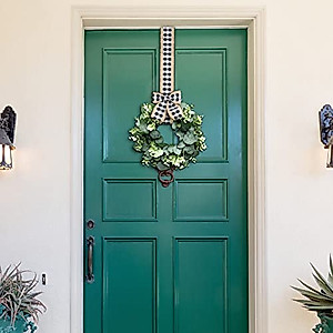 Faux Kitchen Cabinet Wreaths, 2 Pieces Small Pecuniary Eucalyptus Wreath 10 Inch Summer Farmhouse Wreath Mini Kitchen Cabinet Wreaths for Door Window Chair Wall Decor (Plaid Bow Style)