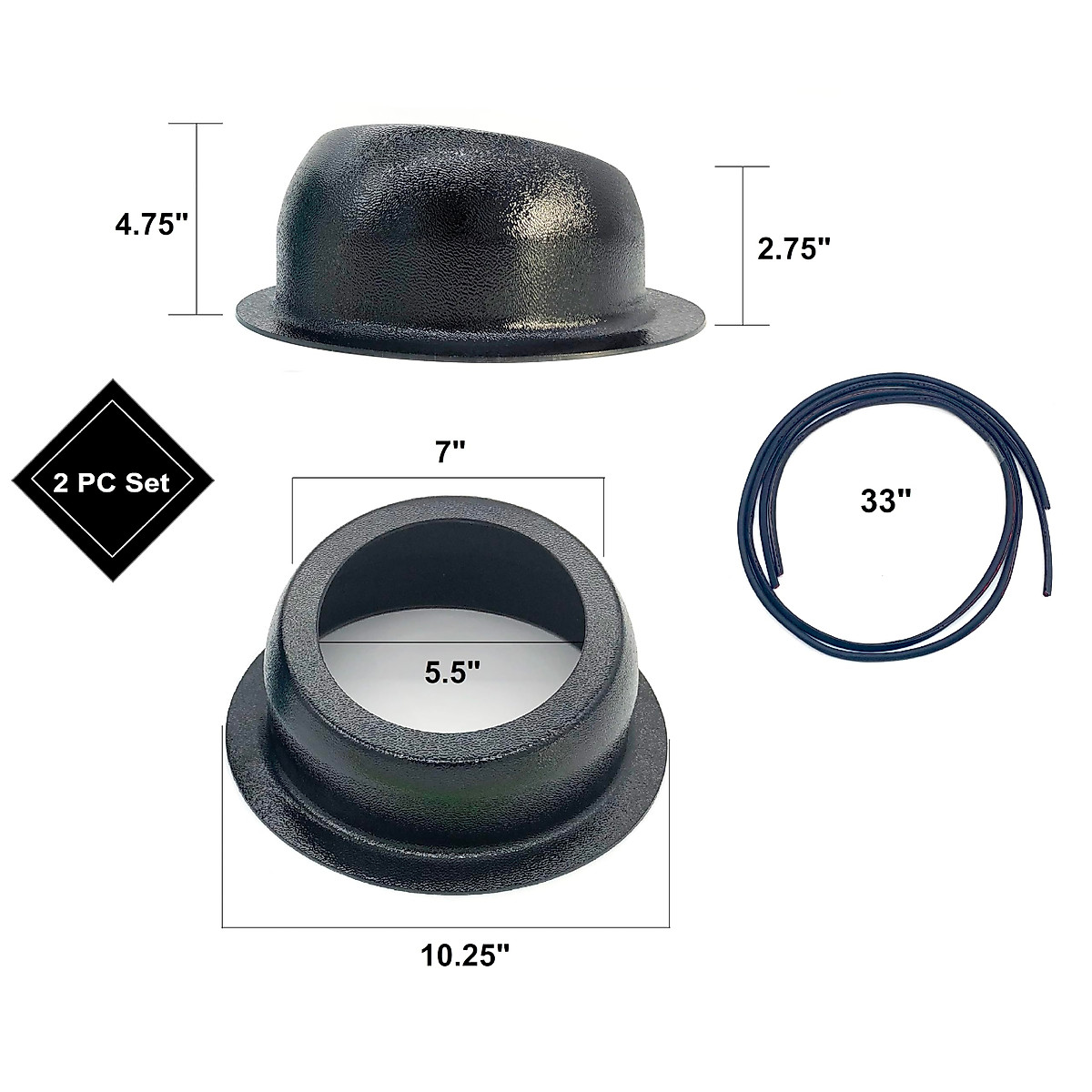 Custom Install Parts Pair of 6.5" Install Universal Angled Speaker Enclosures Boxes Pods Surface Mount