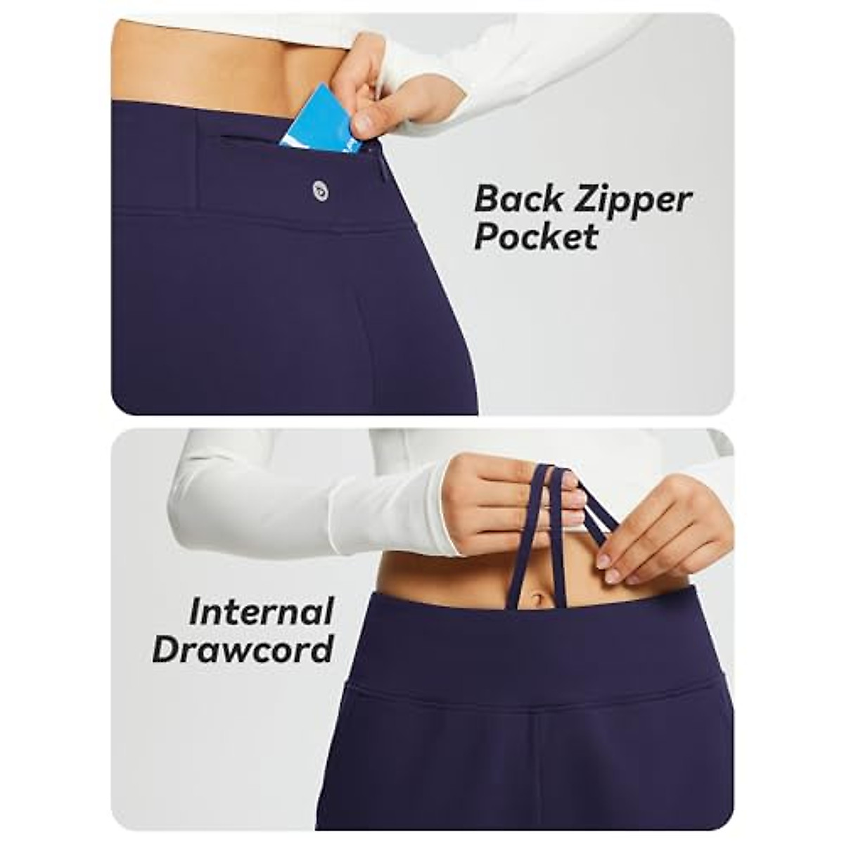 BALEAF Fleece Lined Joggers Women Waterproof Thermal Hiking Pants Sweatpants Track Pants Winter Clothes Running Gear Navy L