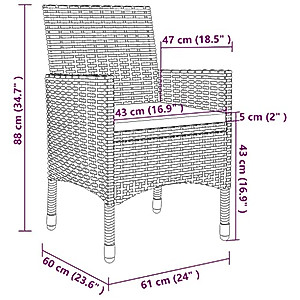 WHOPBXGAD 7 Piece Patio Dining Set Lawn Furniture,Patio Furniture Sets,Patio furnitureSui for patios, Gardens, lawns, Balconies, Poolside,with s Poly Rattan and Glass
