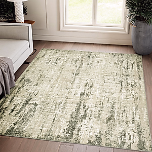 Valenrug Washable Rug - Stain Resistant Area Rugs for Living Room, Non Slip Backing Printed Rugs for Bedroom, Folable Machine Washable Area Rug(Green,8'x10')