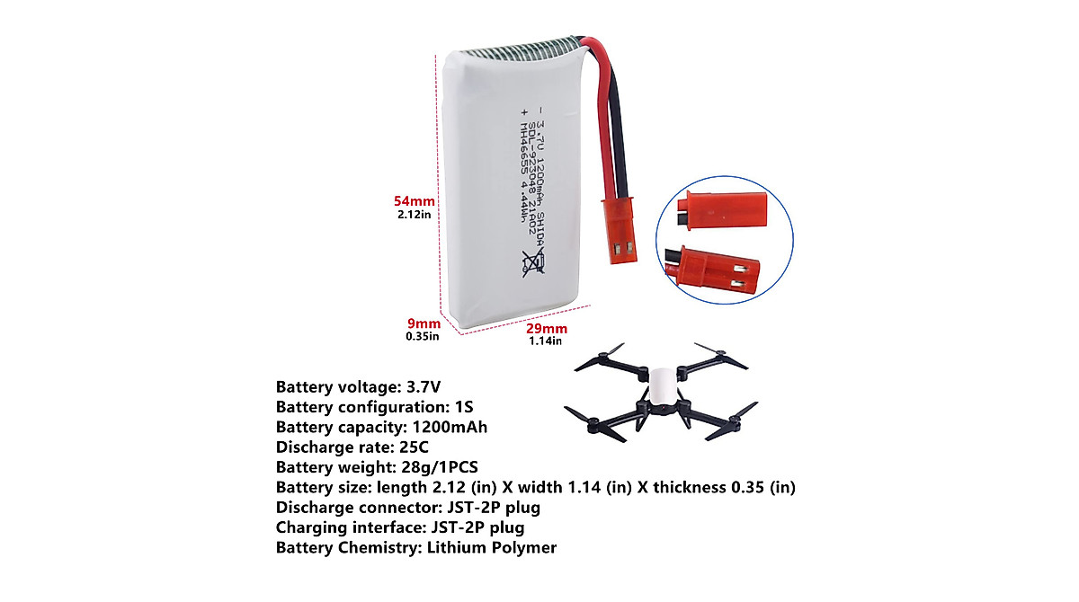 Sea Jump 2PCS 1200mAh Drone Battery for X900/X9TW
