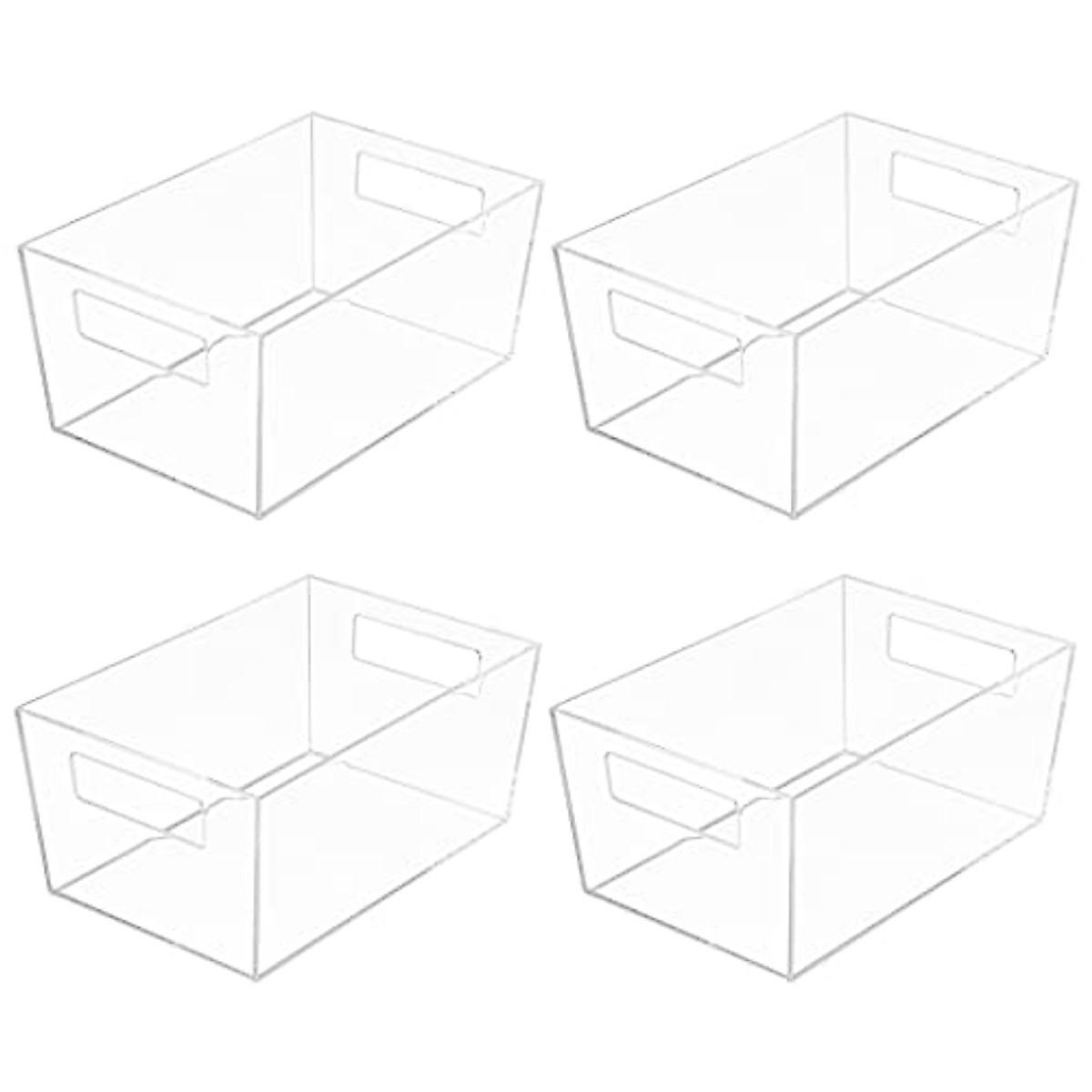 Richards Clear Plastic Storage Bins for Kitchen Cabinet, Pantry, Bathroom Organizer-Makeup Holder Closet Containers with Handles for Toys and Shoes. 8.97 x 6.02 x 4.09. Pack of 4