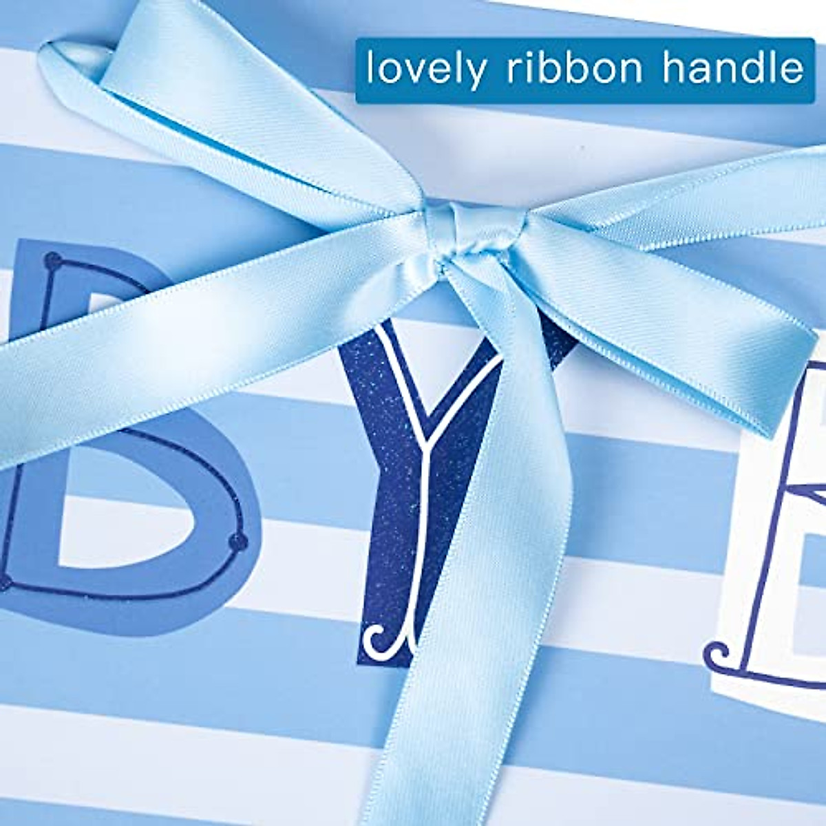 Loveinside Baby Boy Gift Bag with Tissue Paper and Greeting Card for Baby Shower, New Parents, and More - 16.5" x 12.6" x 5.7", 1 Pcs