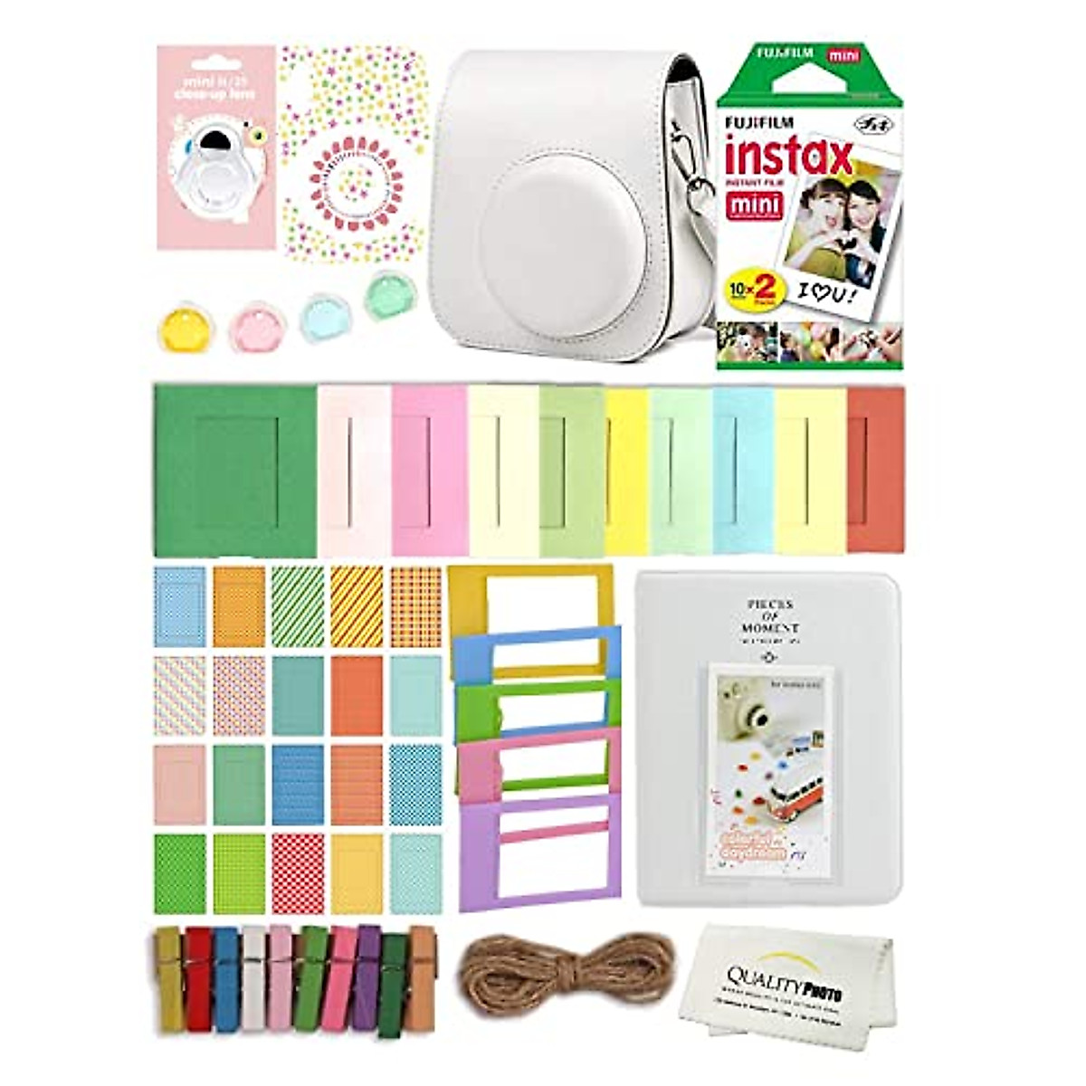 Fujifilm Instax Mini 11 Instant Camera with Case, 60 Fuji Films, Decoration Stickers, Frames, Photo Album and More Accessory kit (Ice White)