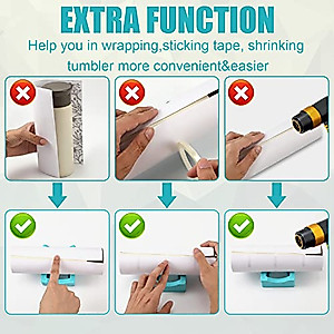 Small Silicone Cup Cradle for Crafting,Tumbler Holder with Built-in Slot and Felt Edge Squeegee, Use to Apply Vinyl Decals for Mug Beer Can and Glass Bottle, Anti-Skidding Display Tumbler Stand (Cyan)