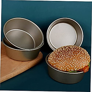 BAFAFA 2pcs Burger Mold Molde Para Pastel Pizza Oven for Home Toaster Oven Pans Round Cake Tin Steel Baking Pan Loaf Tin Ovenware Mold DIY Mold Meatloaf Breads Molds Golden Household Tray Pan