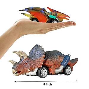 DINOBROS Dinosaur Toy Pull Back Cars,6 Pack Dino Toys for 3 Year Old Boys Girls and Toddlers,Boy Toys Age 3,4,5 and Up,Pull Back Toy Cars,Dinosaur Games with T-Rex