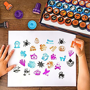 24 Pcs Assorted Halloween Stamps, Children Self-Ink Stampers for Party(24 Designs), Holiday Toy Gift Halloween Game Prizes for Kids