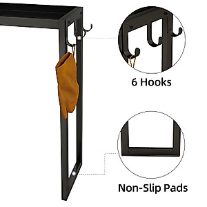 STWWO Over the Stove Shelf, 31.5" Stove Top Shelf Spice Rack, Kitchen Countertop Organizer with 6 Hooks, Seasoning Organizer, Black